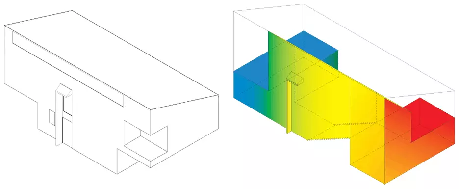 Diurnal na paggamit diagram ng Mood ring house ni Silo AR+D sa Fayetteville, Arkansas