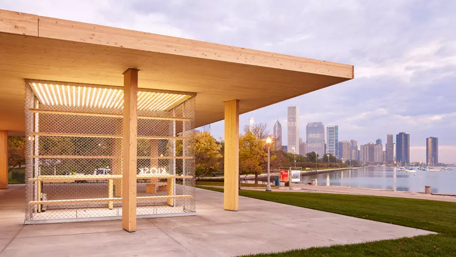 „Ultramoderne“ ežero pakrantės kioskas, skirtas 2015 m. Čikagos architektūros bienalei