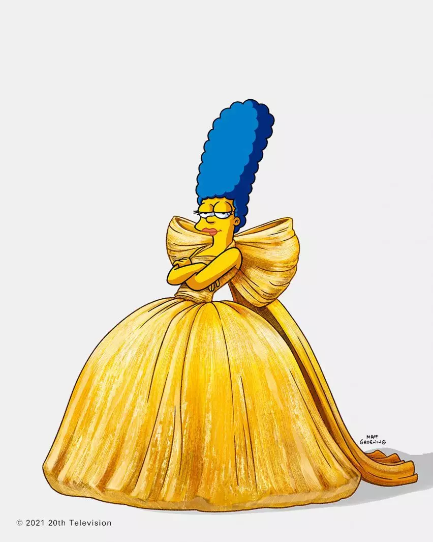 Marge simpson သည် balenciaga ၀တ်စုံကို ၀တ်ဆင်ထားသည့်ပုံဖြစ်သည်။