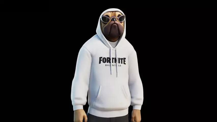 Ang isang hoodie ay may naka-print na fortnite sa kabuuan nito