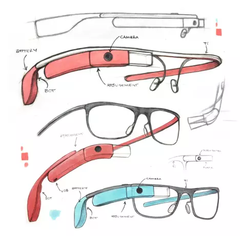 Bosh dizayner Izabel Olssonning so'zlariga ko'ra, Google Glass qo'lda eskiz yordamida yaratilgan