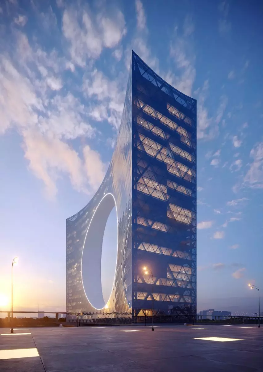 Qazaxıstanın Astana şəhərində Fundamental Architects və Omega Render tərəfindən Günəş Qülləsi