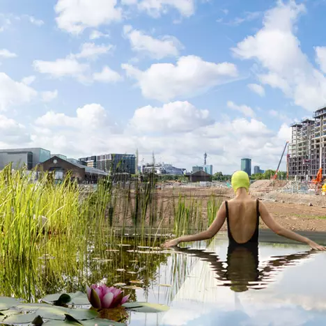 Des étangs de baignade d'eau douce du sol et de l'eau à King's Cross par Ooze Architects