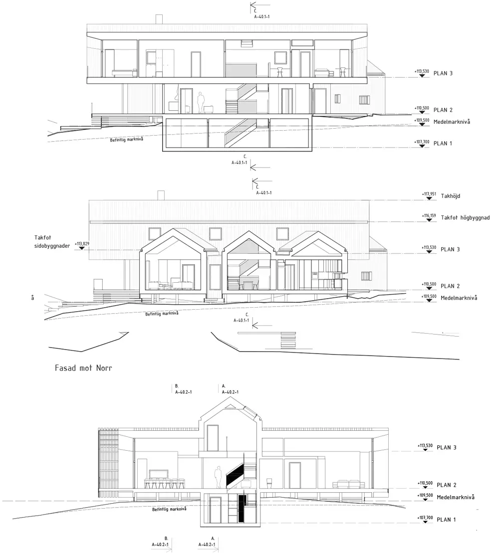 Murman Arkitekter ngrampungake vila Swedia sing penggemar ing kabeh arah