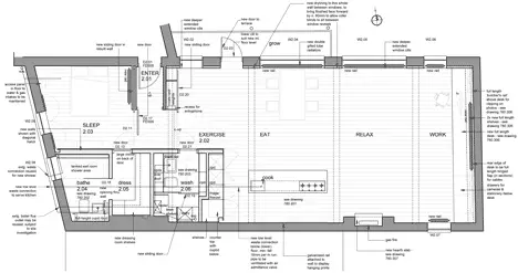 Plano de planta despois da restauración do London Warehouse Loft por Form Design Architecture