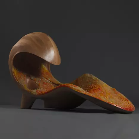 नेरी ऑक्समैन द्वारा 3डी-मुद्रित चेज़ लॉन्ग एक बहुरंगी कोकून बनाता है
