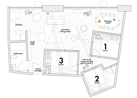 Tres Habitaciones Pequeñas de Studio Cadena