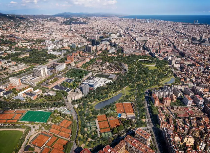 Nou Parc-park by Nou Camp-stadion in Barcelona deur ON-A Architecture