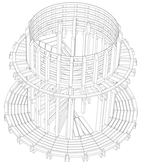 Utsiktstorn i timmer format som en gurka av Mjölk Architekti