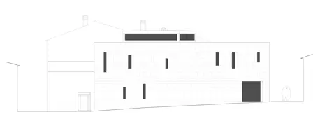 Elevasi wétan pusat budaya Yahudi kanthi pojok kanthi sudut akut dening Goncalo Byrne Arquitectos