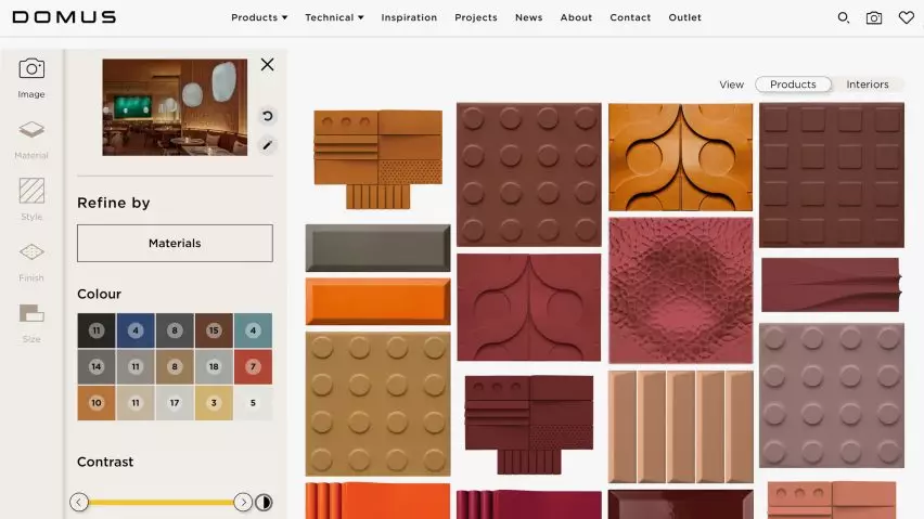 Screenshot di Image Search che mostra le corrispondenze delle tessere sul sito di Domus