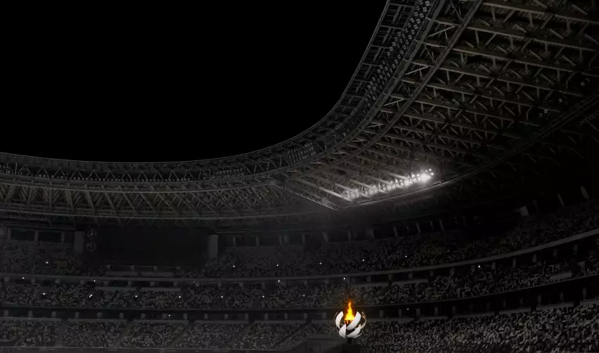 Olympijský štadión s olympijským ohňom