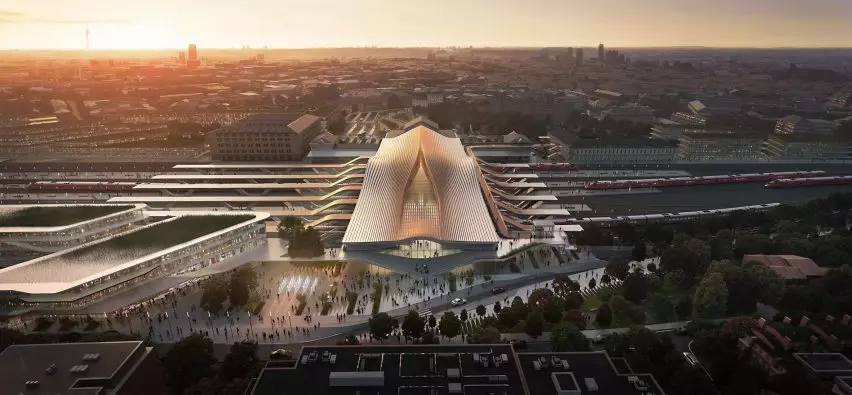 Usa ka tulay ni Zaha Hadid Architects para sa estasyon sa tren sa Vilnius