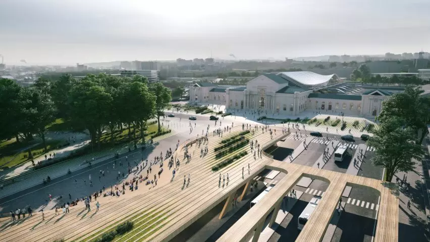 Zaha Hadid Architects tərəfindən taxta avtobus terminalı