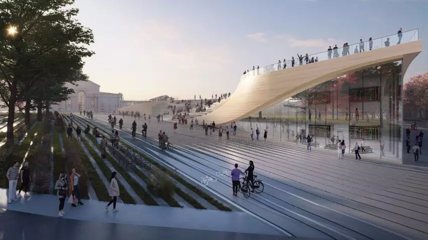 Timber bus terminal troch Zaha Hadid Architects